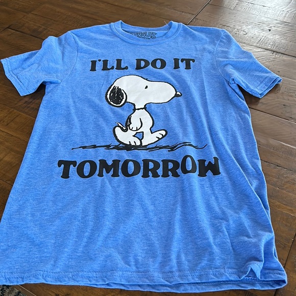 Peanuts | Tops | Peanuts Brand Blue Tee With Snoopy Ill Do It Tomorrow ...